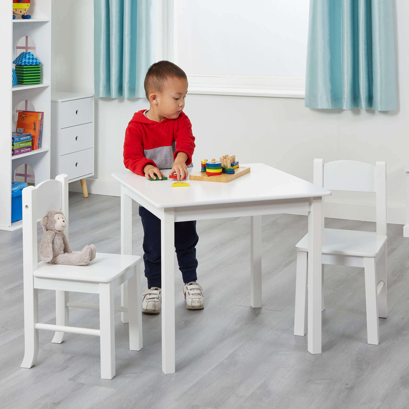 Pay Smart Home | White Wooden Table and Chair Set
